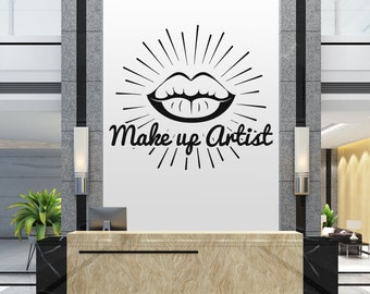 Makeup Wall Decal Makeup Artist Wall Sticker Cosmetics Lipstick Beauty ...