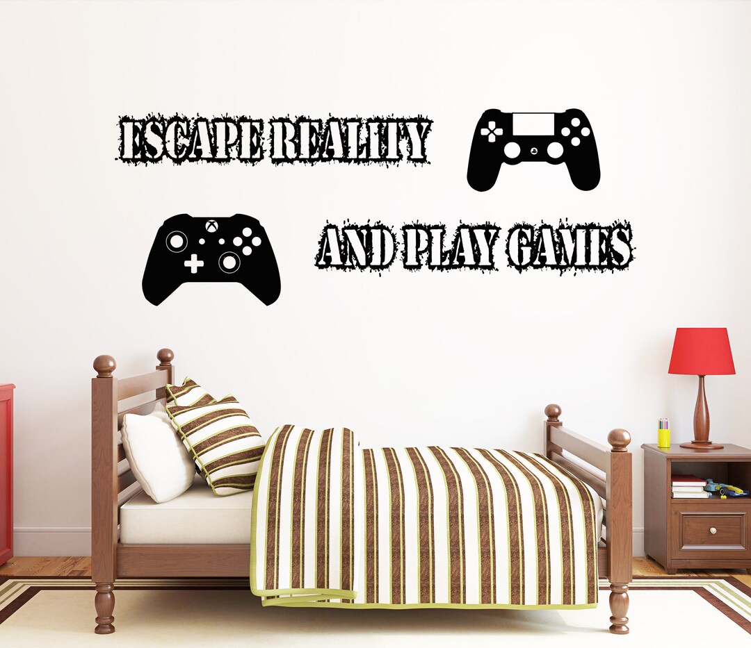 Gamer Wall Decal Video Games Wall Sticker Controller Wall Decal Gaming ...