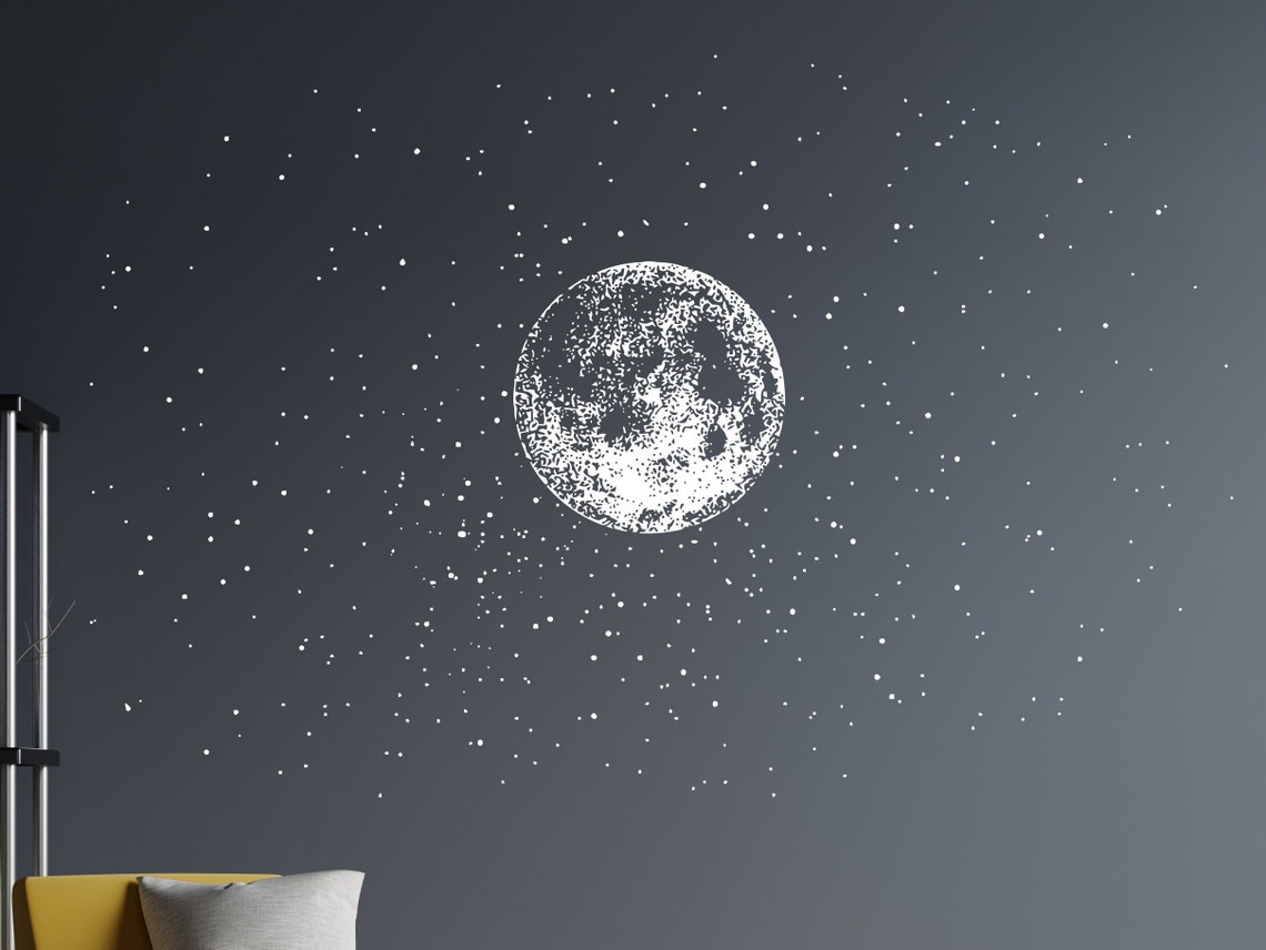 Moon and Stars Wall Decal Constellation Wall Sticker Sky Wall - Etsy