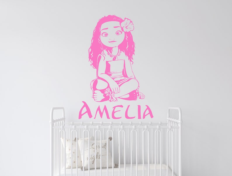 Princess Moana Wall Decal Custom Name Wall Decals for Girls Nursery ...