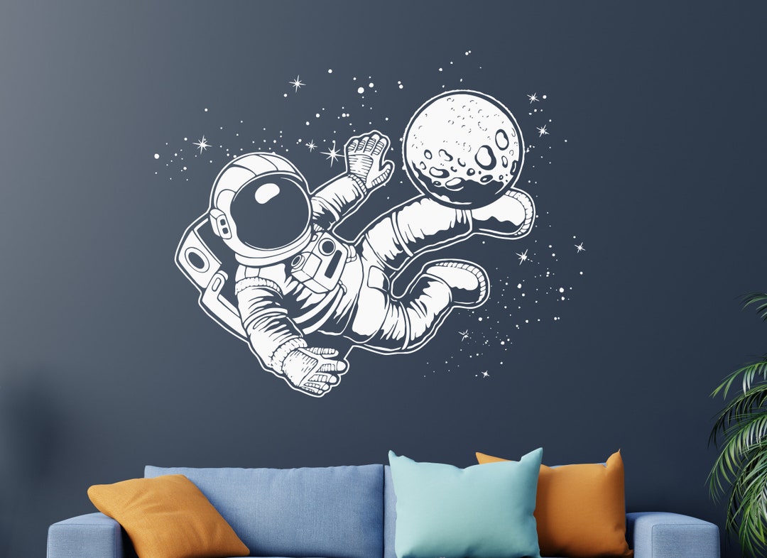 Astronaut Wall Decal | Outer Space Wall Decal | Custom Name Wall Decal ...