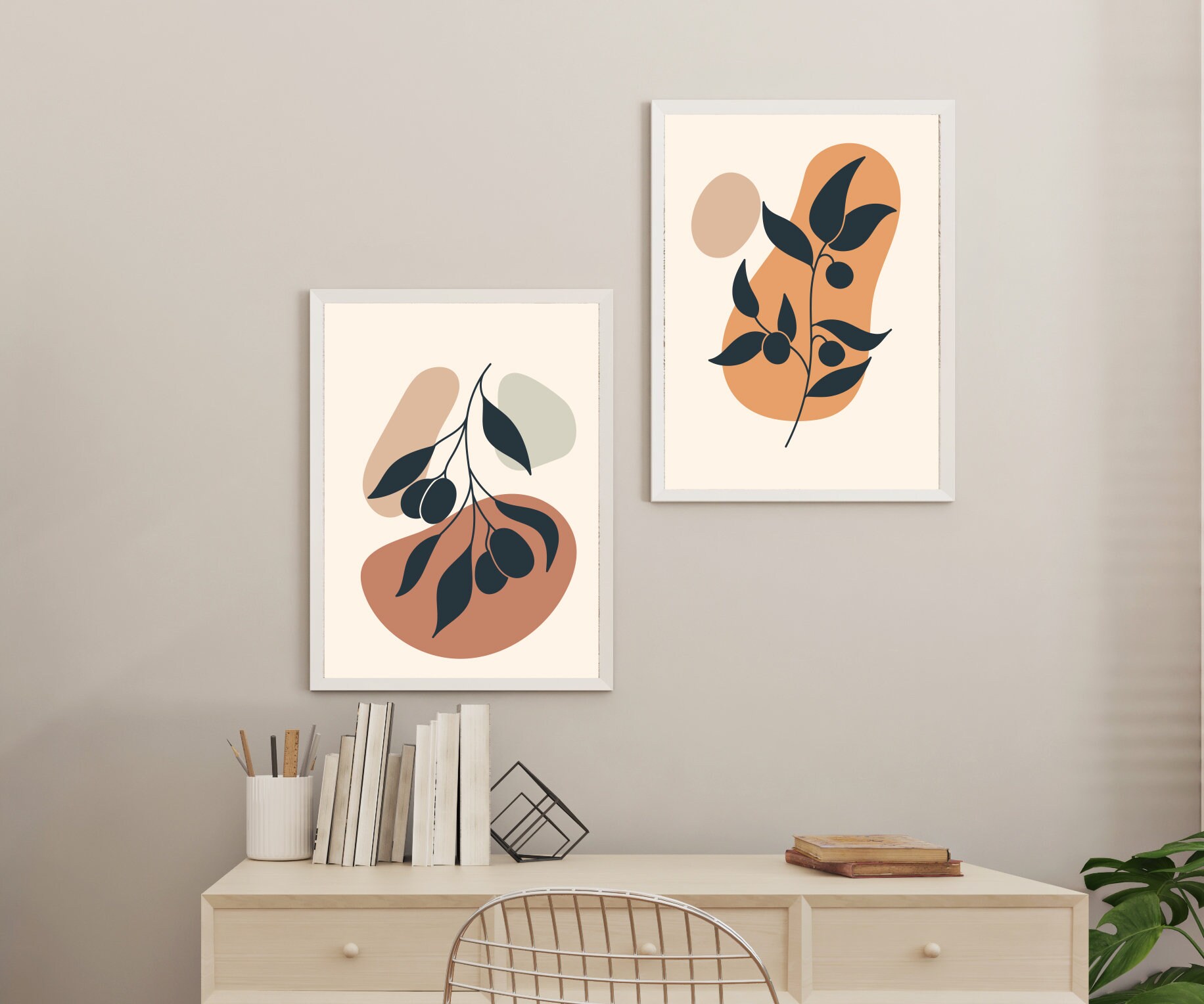 Bohemian Abstract Art Print Wall Poster Set of 2 Boho Poster - Etsy