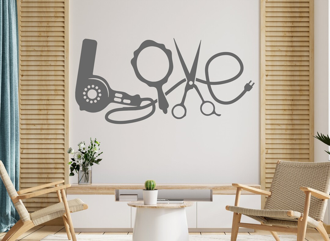 Hair Salon Wall Window Decal Sticker Hair Stylist Hair Tools Scissors ...
