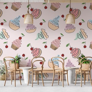 Sweets Wall Graphics Desserts Cupcakes Wallpaper Peel and Stick ...