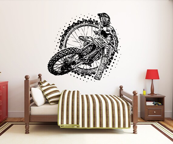 Motocross Wall Decal Motorcycle Wall Sticker Dirt Bike Wall | Etsy