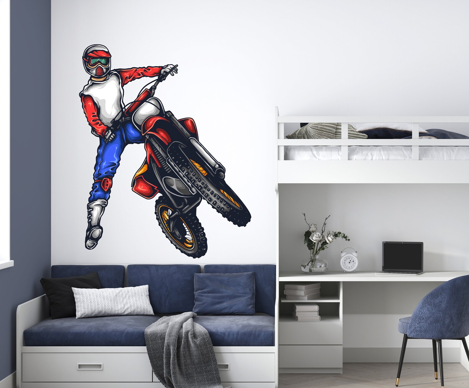 Motocross Wall Decal Motorcycle Wall Sticker Chopper Bike Wall - Etsy