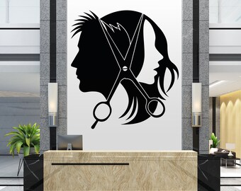 Hair Salon Wall Window Decal Sticker Hair Stylist Hair Tools Scissors ...