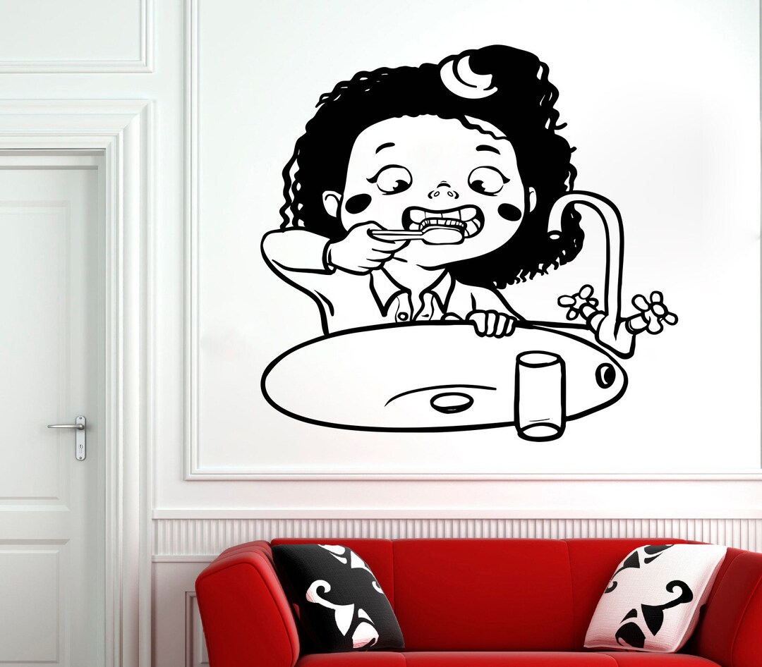 Dental Clinic Wall Decal: Tooth Brushing Vinyl Sticker 2990 - Etsy