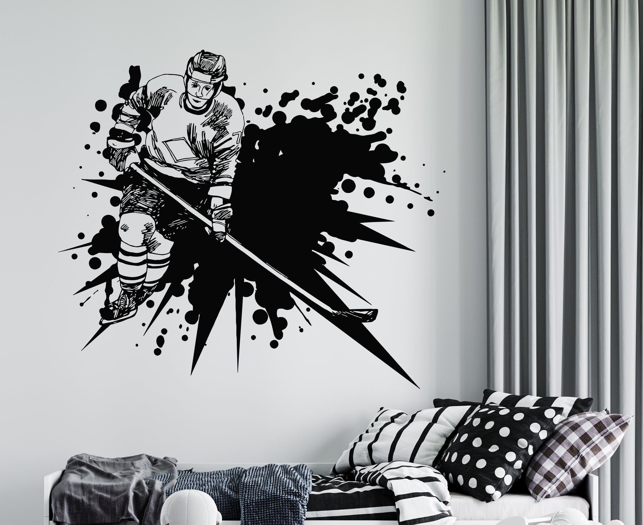 Ice Hockey Wall Decal Hockey Player Wall Decal Hockey - Etsy