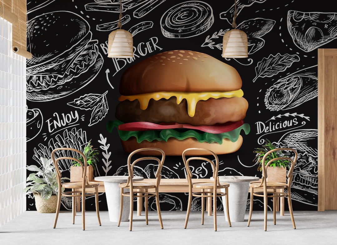 Fast Food Restaurant Wall Graphics Burger Fries Peel and Stick ...