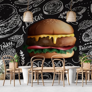 Fast Food Restaurant Wall Graphics Burger Fries Peel and Stick ...
