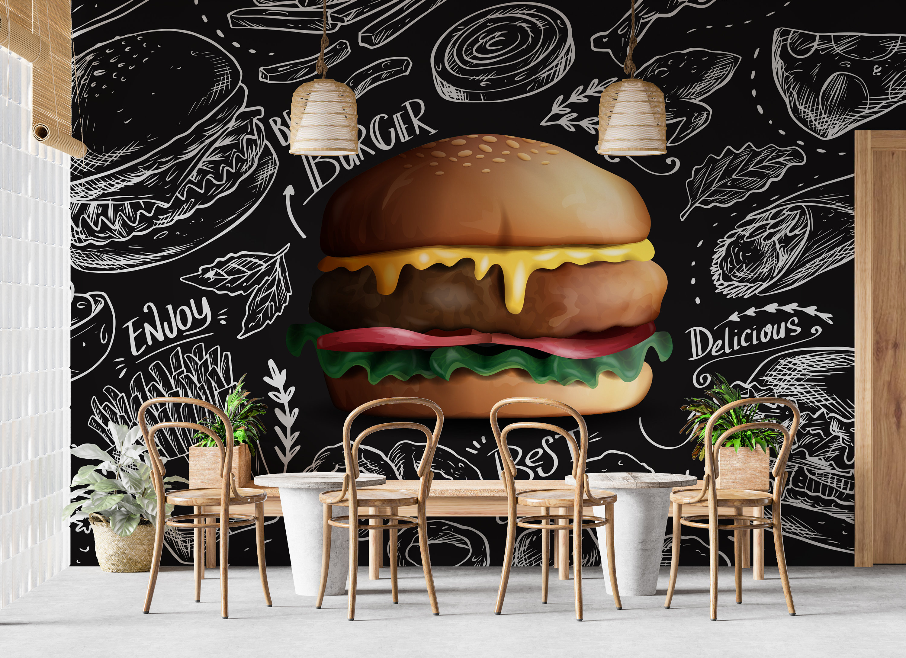 Fast Food Restaurant Wall Design