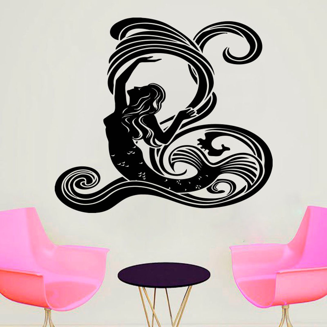 Mermaid Wall Decal Little Wall Sticker Mermaid Wall Art Bathroom Wall ...