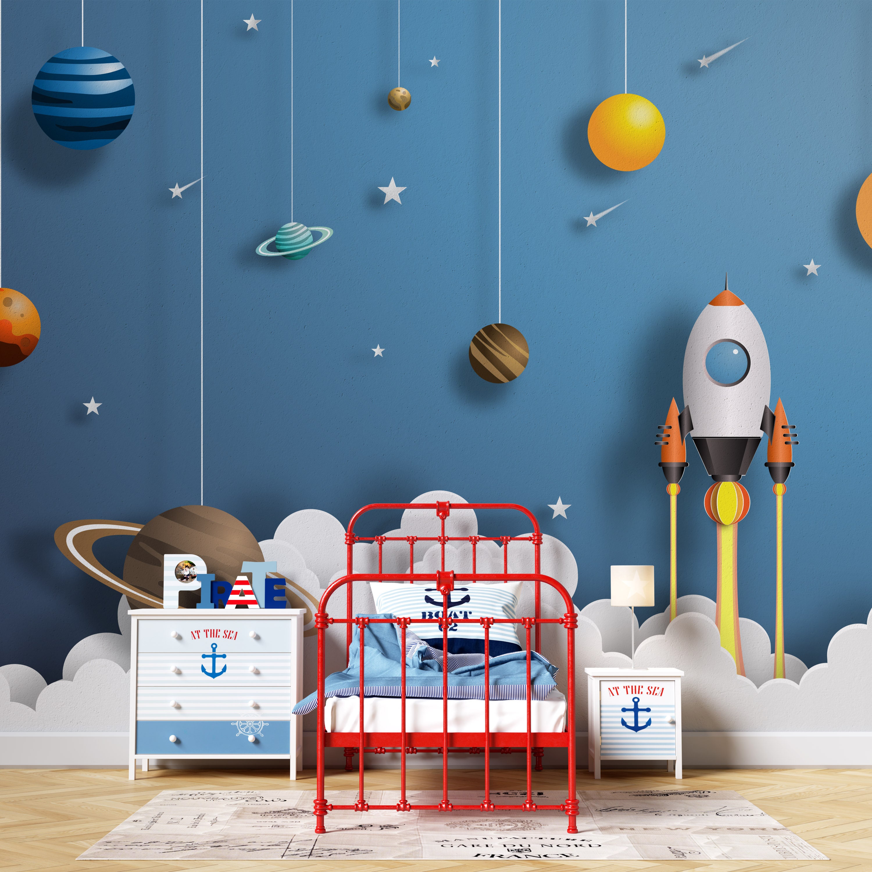 Cosmo Kids Solar System Wallpaper | Outer Space Sky Peel & Stick ...
