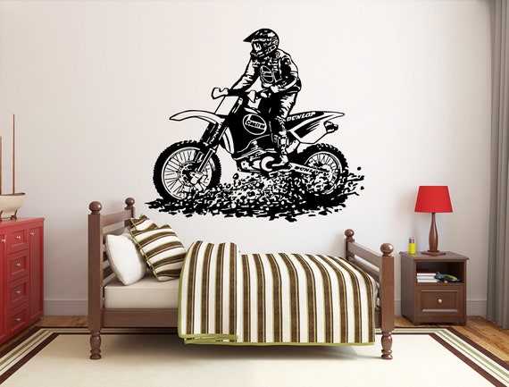 Motocross Wall Decal Motorcycle Wall Sticker Dirt Bike Wall - Etsy