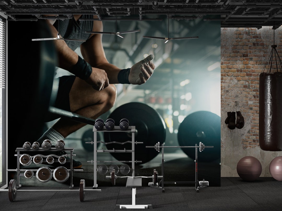 Power Lift Gym Wall Mural | Self Adhesive Crossfit Wallpaper | Athletic ...