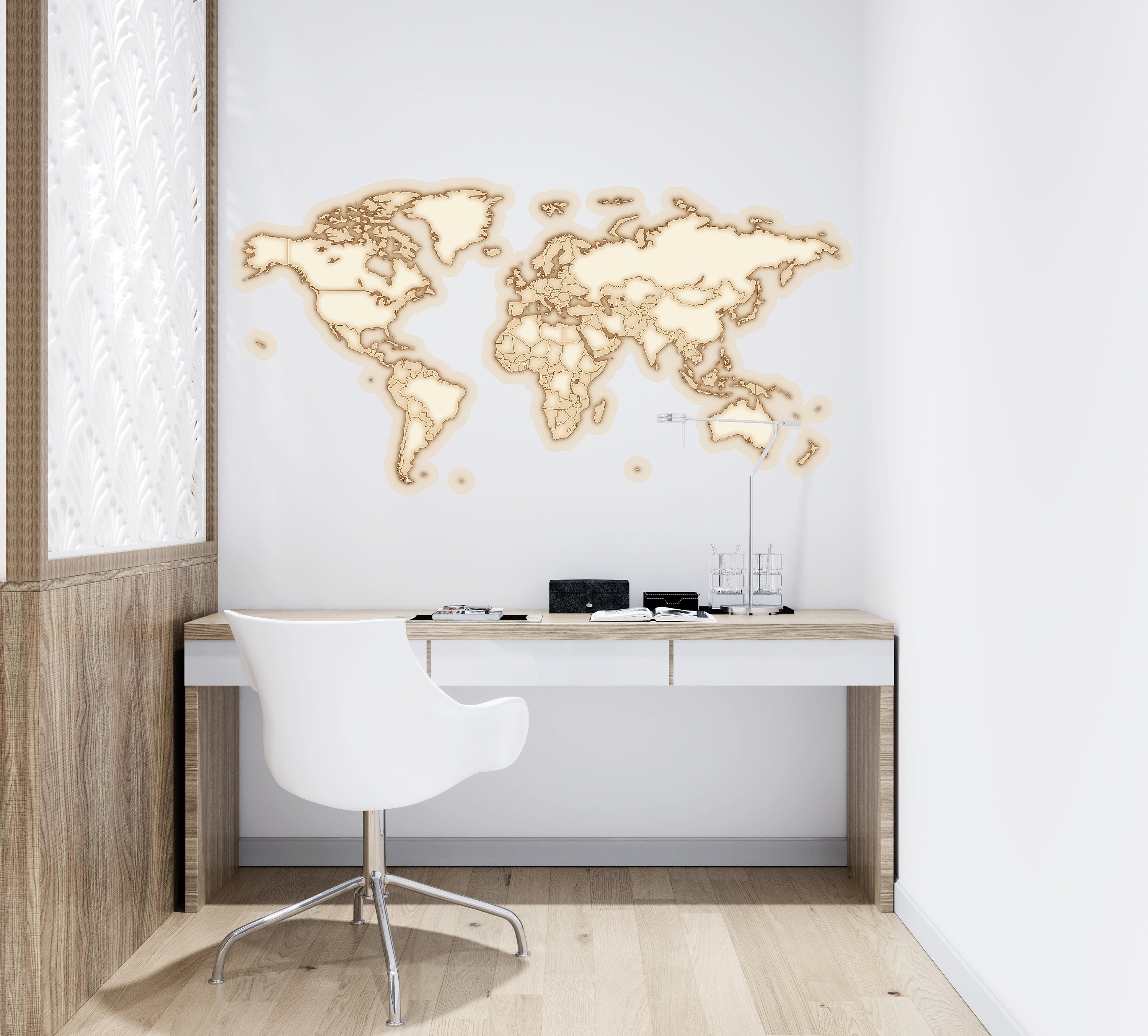 Watercolor World Map Wall Decal World Map Wall Sticker | Etsy