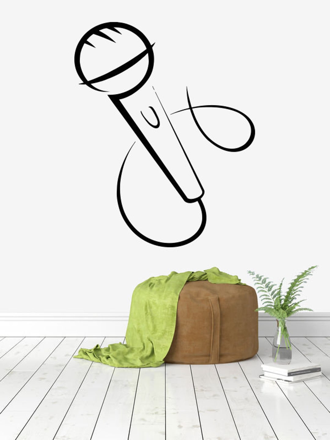 Microphone Wall Decal Music Wall Decor Music Instrument Wall Decal 409t ...