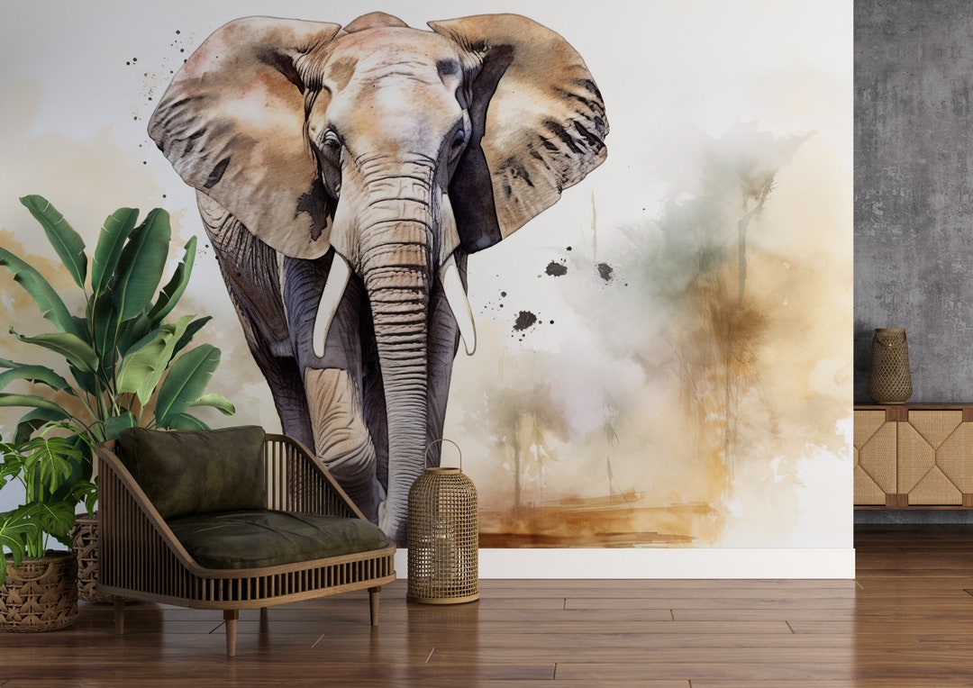 Elephant Wallpaper Peel and Stick Elephant Wall Graphics Self Adhesive ...