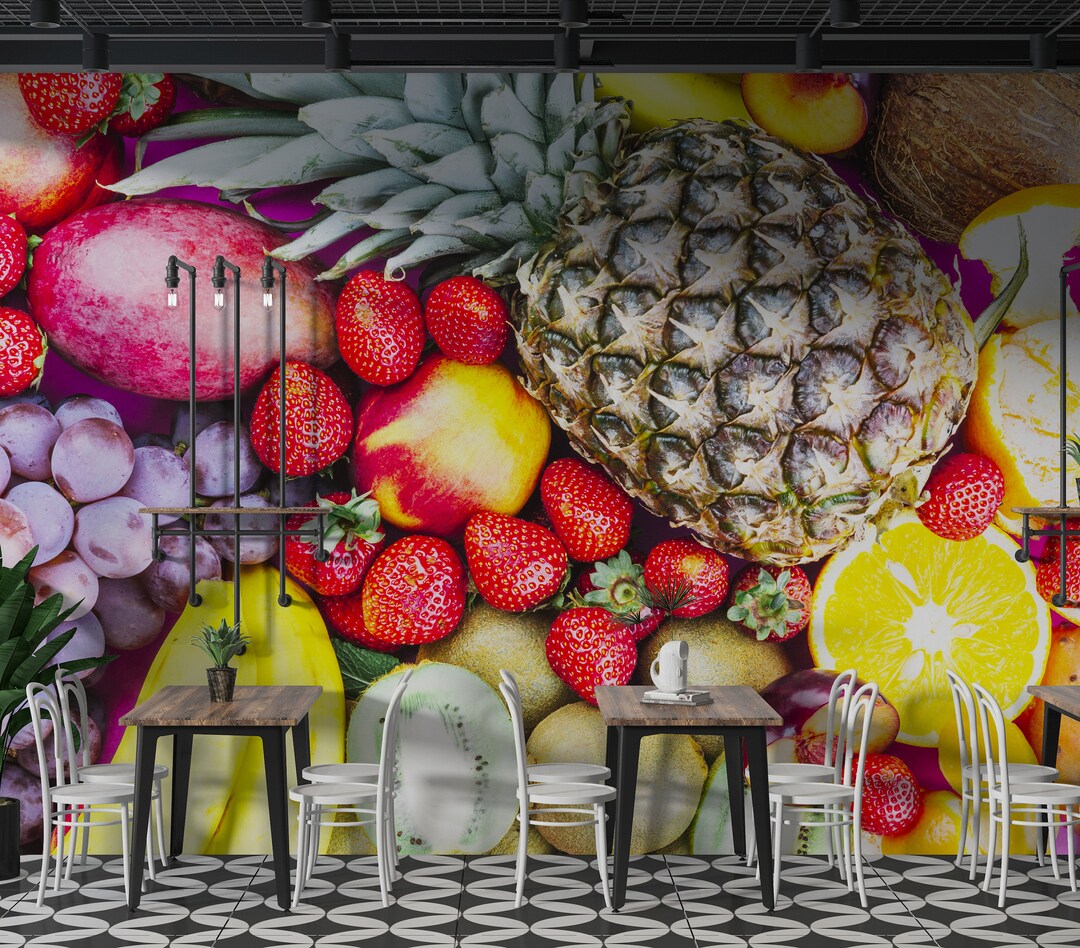 Smoothie Cafe Wall Graphics Peel and Stick Fruit Wallpaper Smoothie ...