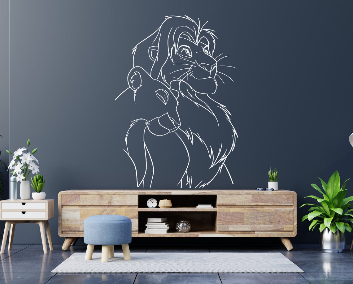 Simba and Nala Wall Decal the Lion King Cartoon Wall Sticker | Etsy