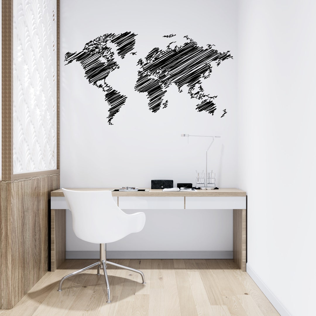 World Map Wall Decal | World Map Wall Sticker | World Map Wall Decor ...