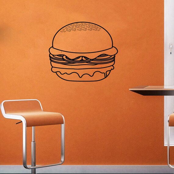 Burger Wall Decal Burger Wall Sticker Burgers Window Decal | Etsy