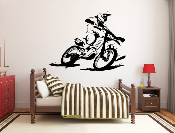 Motocross Wall Decal Motorcycle Wall Sticker Dirt Bike Wall - Etsy