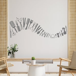 Hair Salon Decal Hair Tools Wall Sticker Hair Stylist Scissors Barber ...