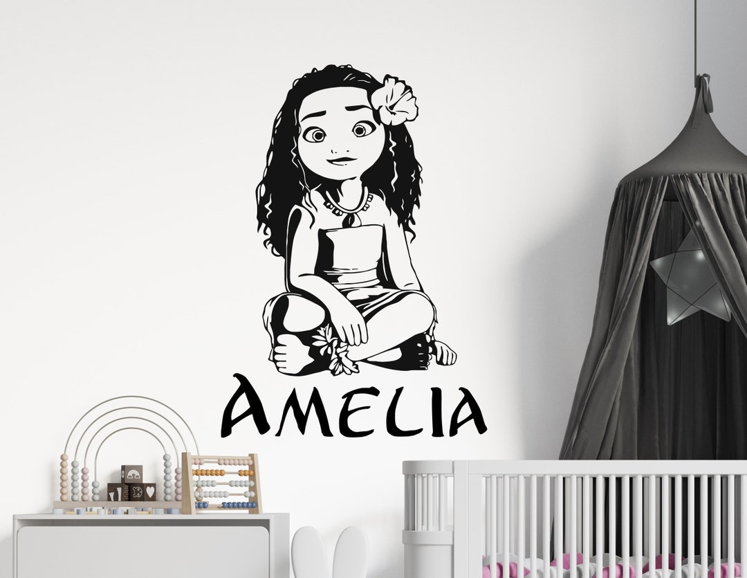 Princess Moana Wall Decal Custom Name Wall Decals for Girls Nursery ...