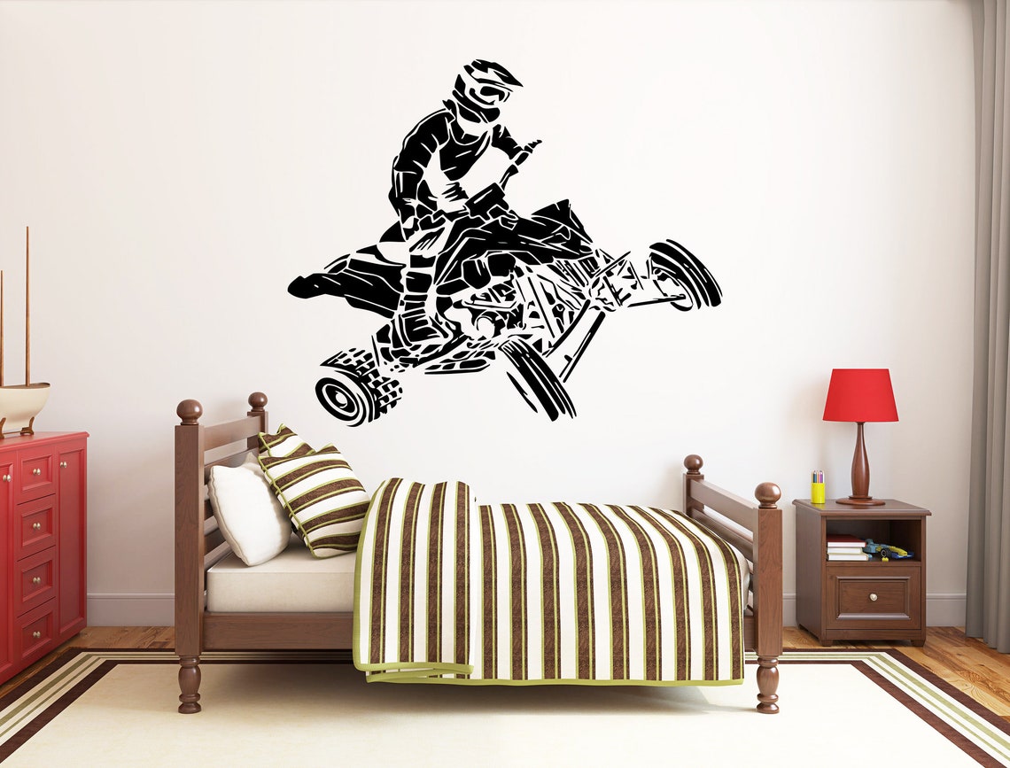 ATV Rider Wall Decal Quad Bike Wall Sticker 4 Wheeler Wall - Etsy