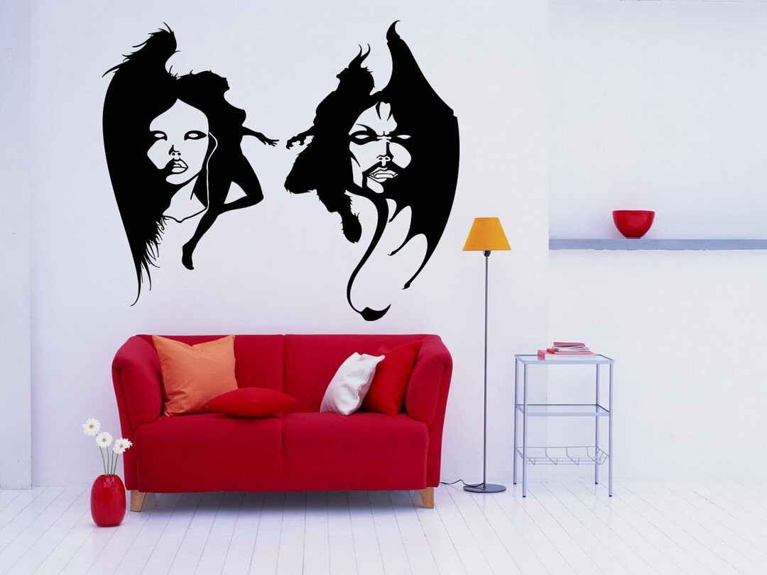 Angel Demon Wings Horns Bad Good Wall Decal Window Sticker Design ...