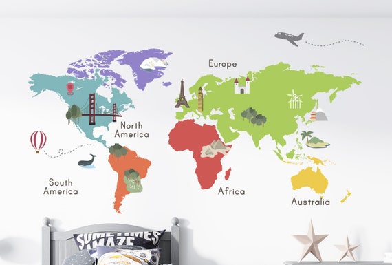 Vinilo Decorativo Con Mapa Del Mundo