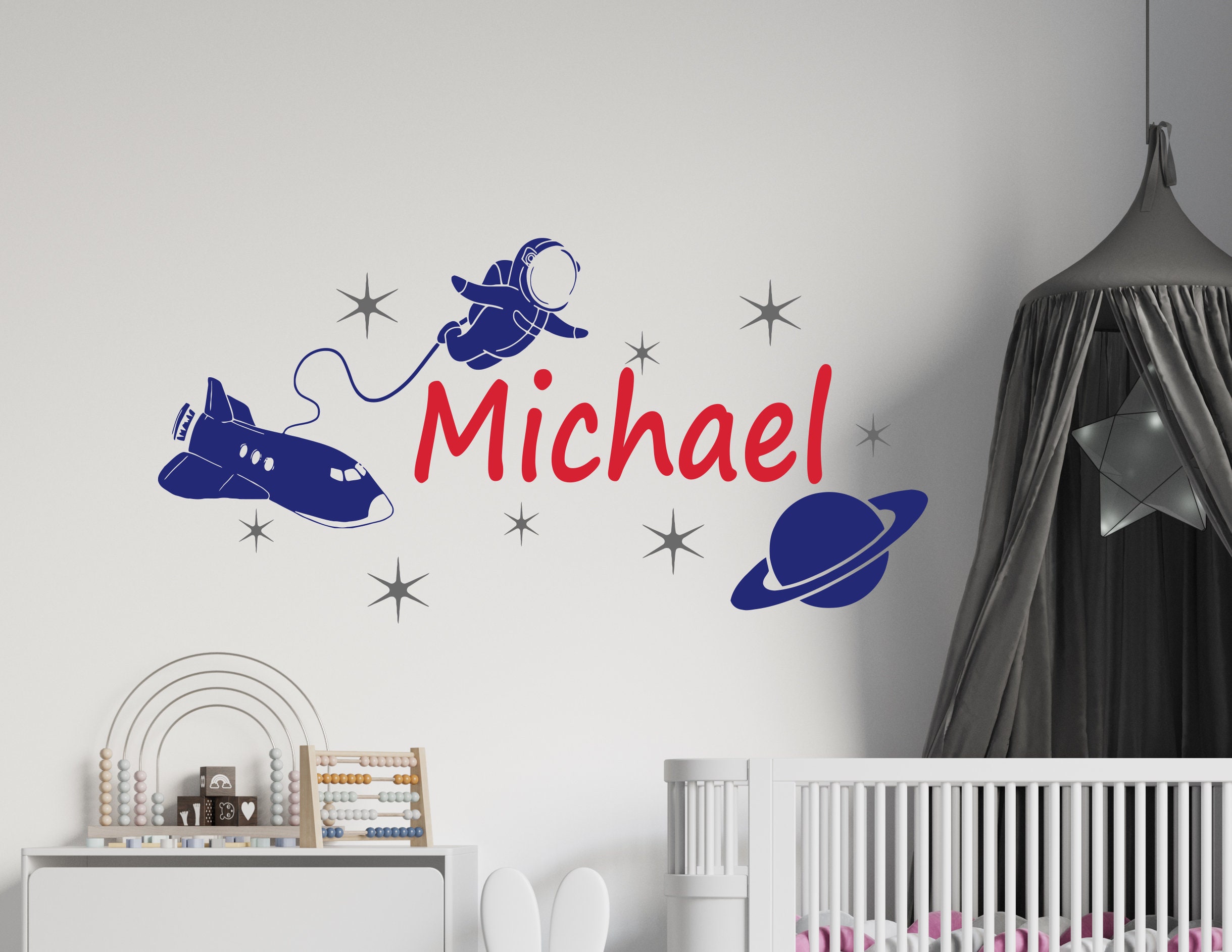 Personalized Name Wall Decal Space Wall Decal Custom Name - Etsy