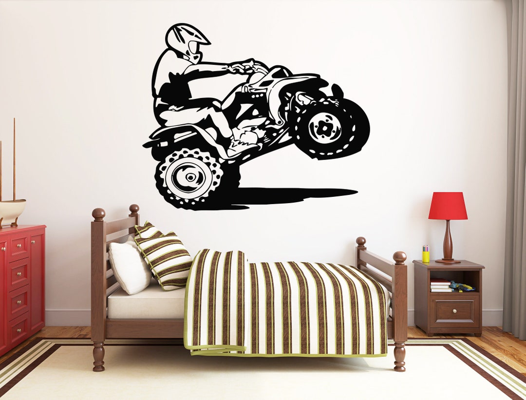 ATV Rider Wall Decal Quad Bike Wall Sticker 4 Wheeler Wall Decor 1627b ...