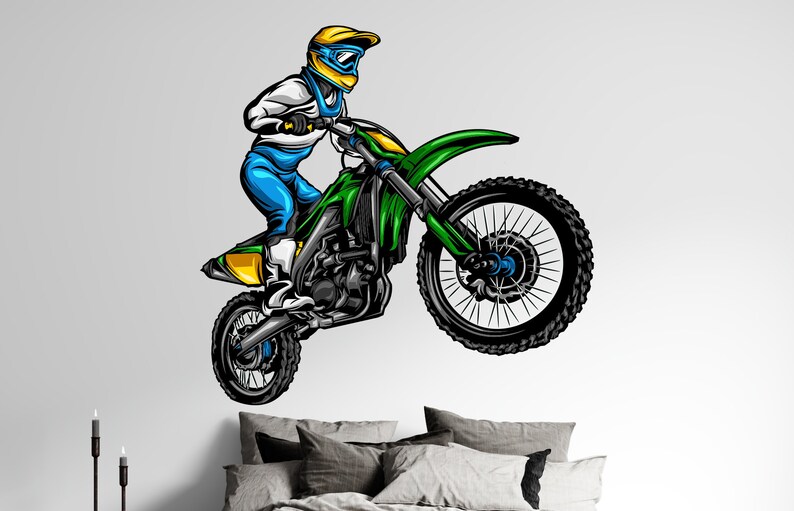 Motocross Wall Decal Motorcycle Wall Sticker Chopper Bike Wall - Etsy