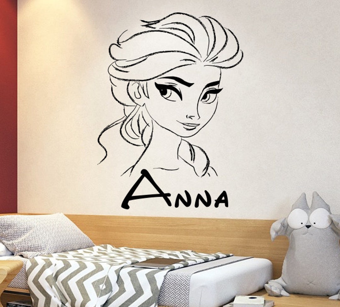 Personalized Name Princess Elsa Wall Decal Frozen Wall Decor Cartoon ...