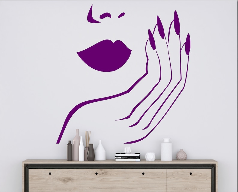 Woman Face Decal Beauty Salon Wall Decor Nail Salon Wall Art - Etsy