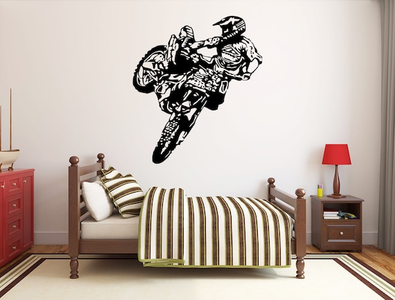 Motocross Wall Decal Motorcycle Wall Sticker Dirt Bike Wall | Etsy