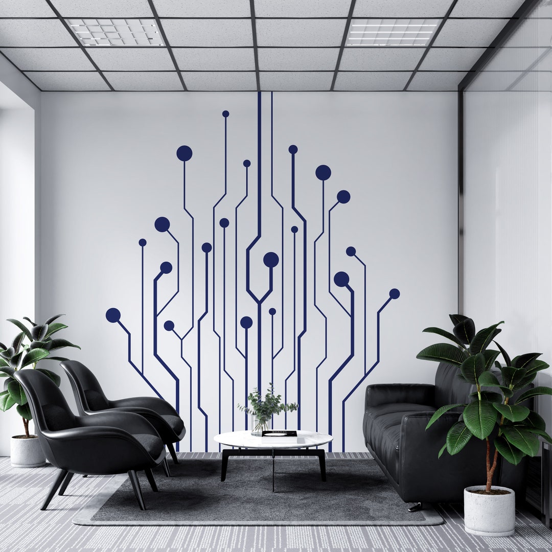 Circuit Flow Technology Wall Decal | Modern Office Peel and Stick ...