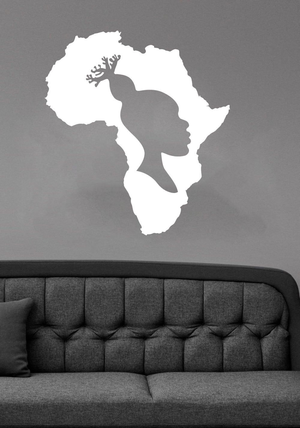 African Style Wall Decal Window Sticker Beauty Salon Woman Face Africa ...