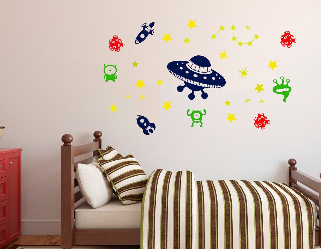 Alien Invasion Wall Decal Space Wall Sticker UFO Decals for Kids 5148 ...