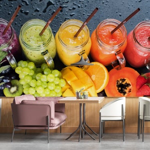 Smoothie Cafe Wall Graphics Peel and Stick Fruit Wallpaper Smoothie ...
