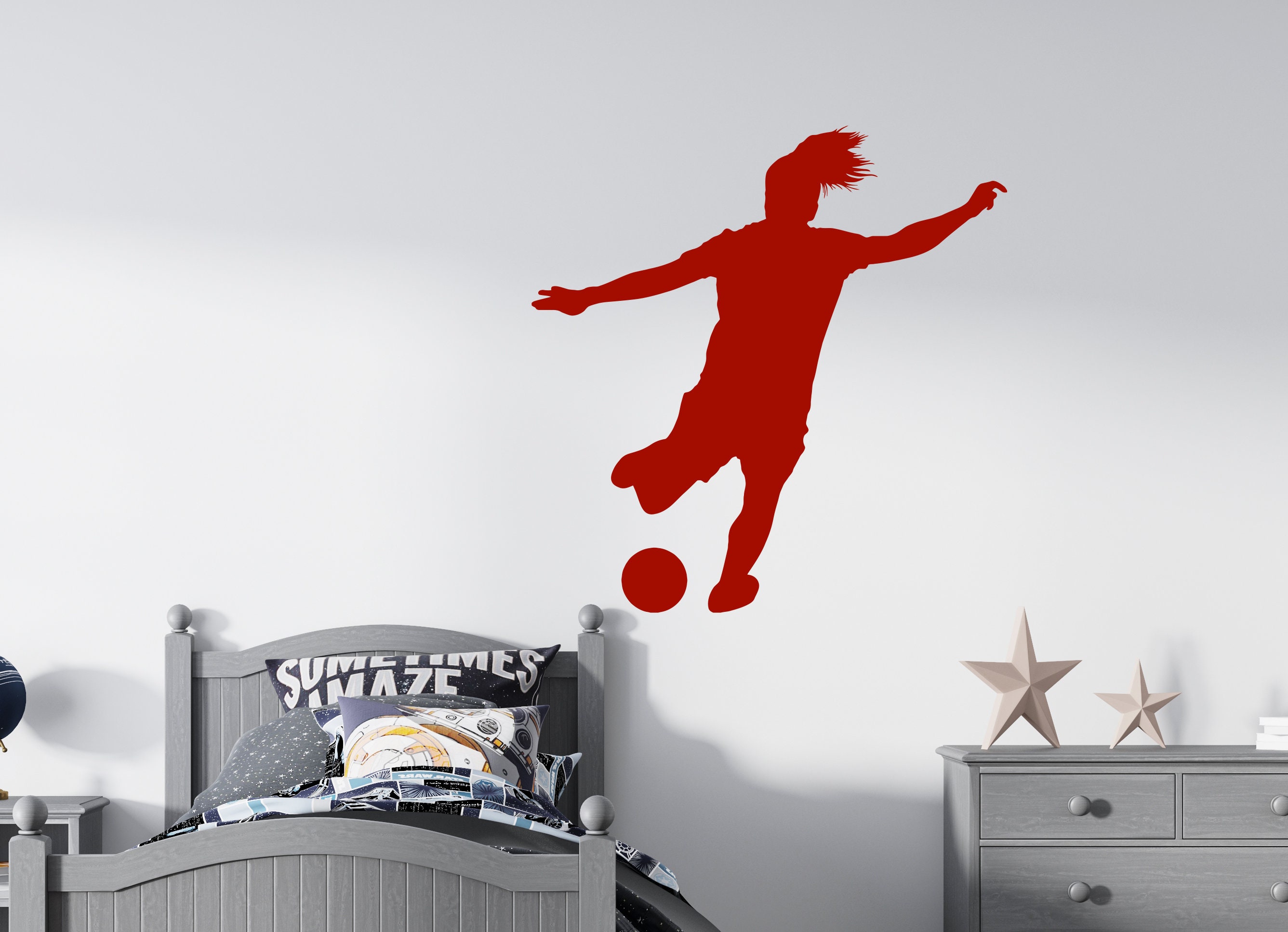 Girl Soccer Wall Decal Soccer Player Wall Sticker Soccer - Etsy