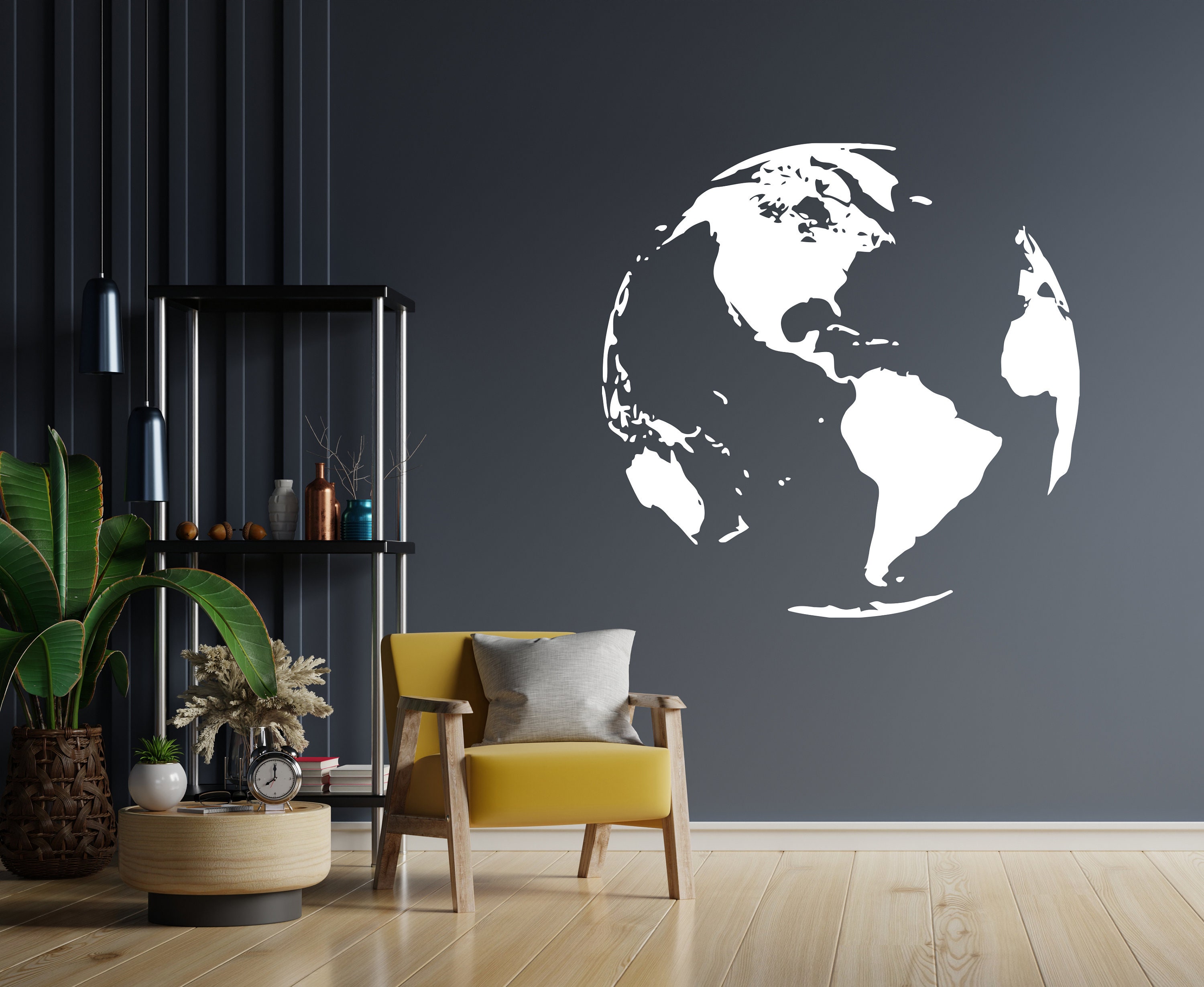 Planet Earth Wall Decal: Removable Vinyl Globe Map Decor T428 - Etsy