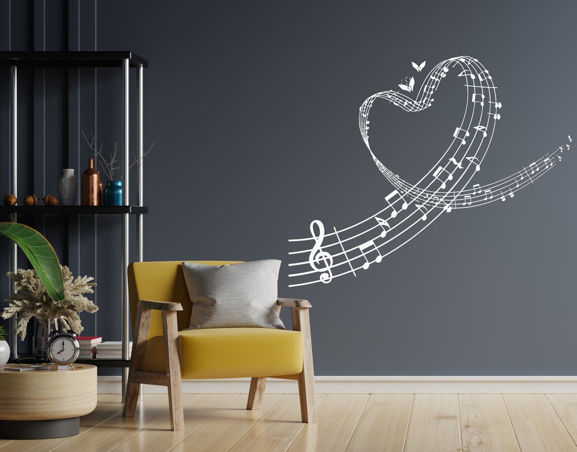 Music Notes Wall Decal Music Wall Decor Music Instrument Wall - Etsy