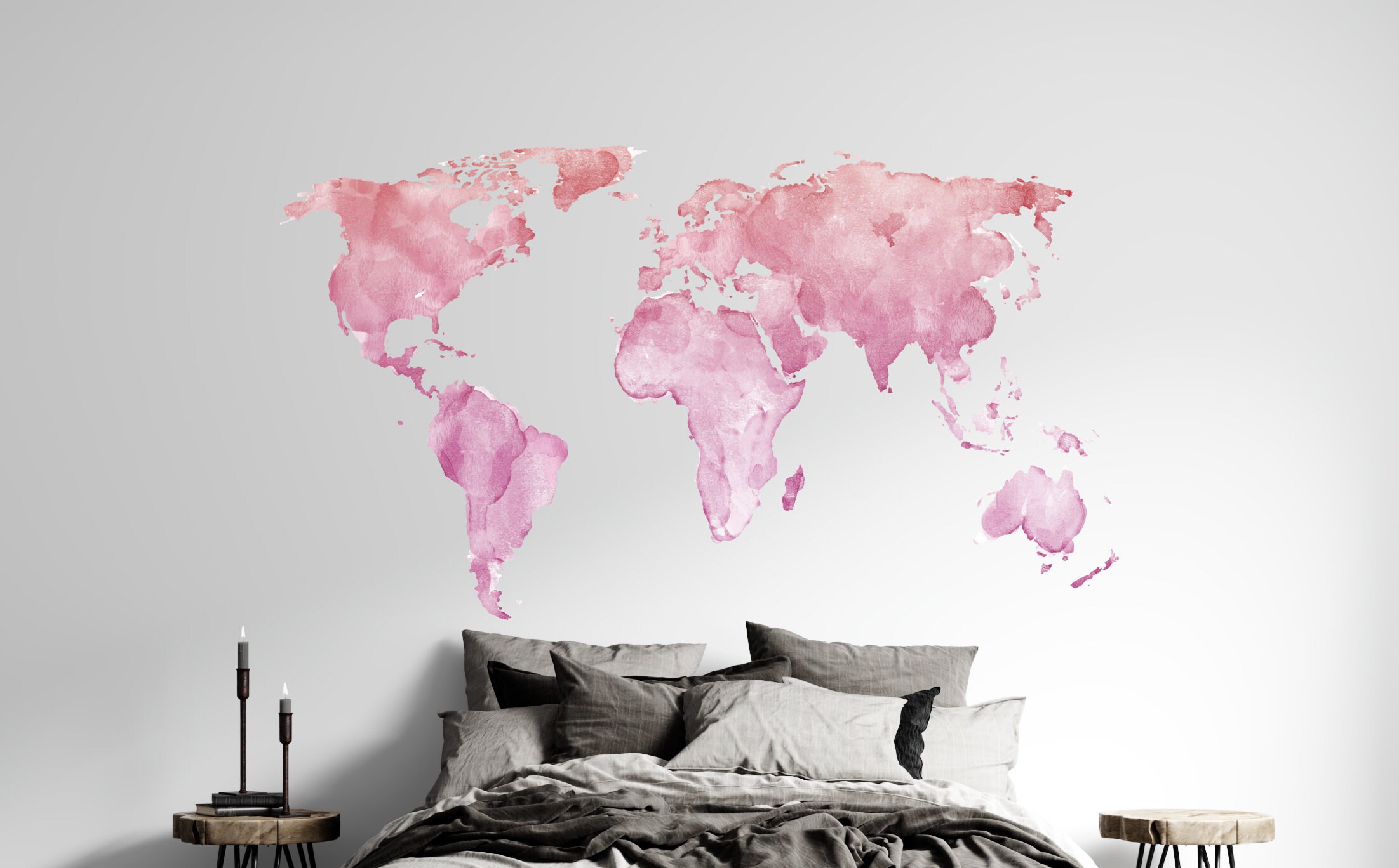 Watercolor World Map Wall Decal World Map Wall Sticker | Etsy