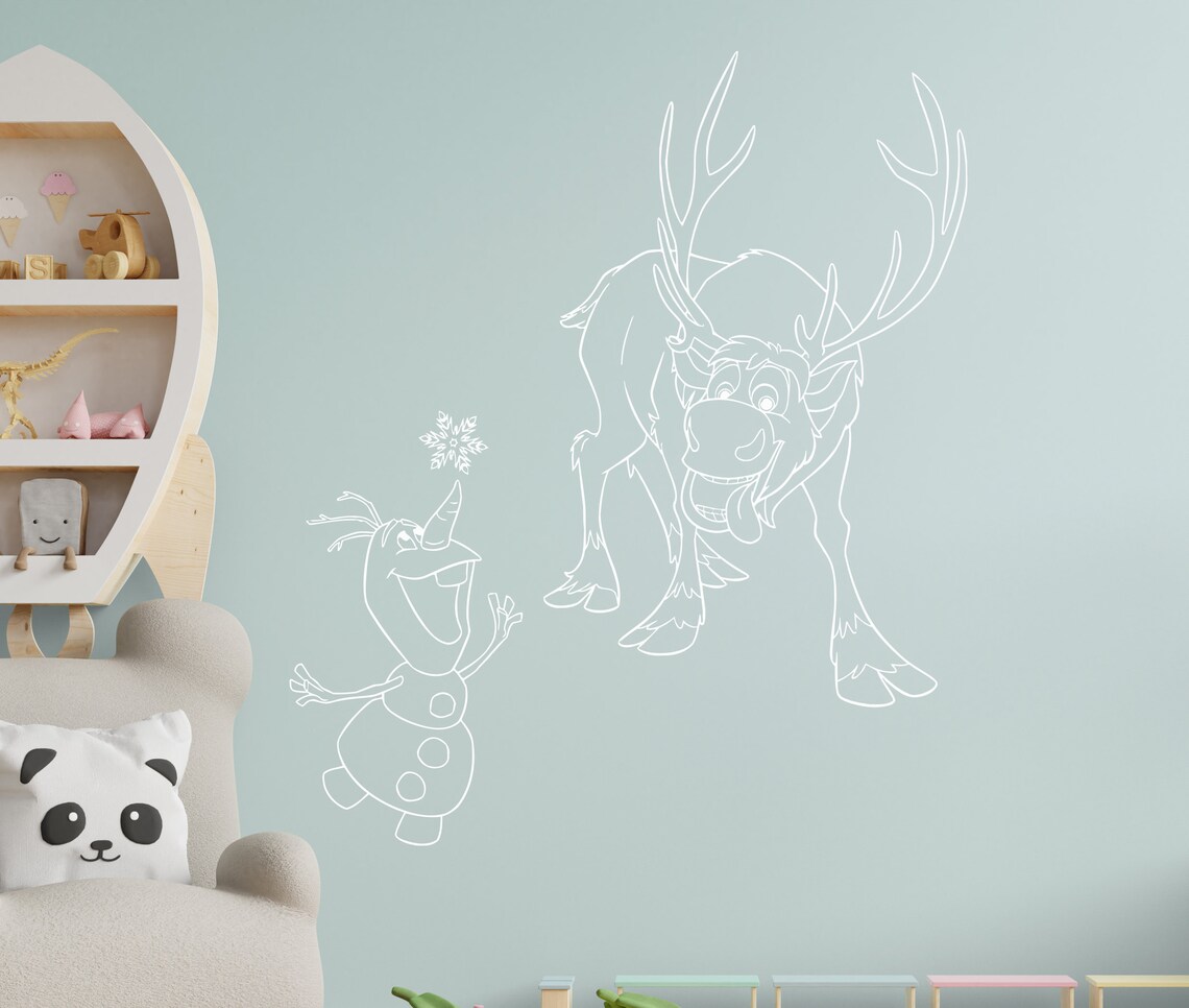 Frozen Wall Decal Ana and Elsa Wall Sticker Olaf Kids Bedroom - Etsy