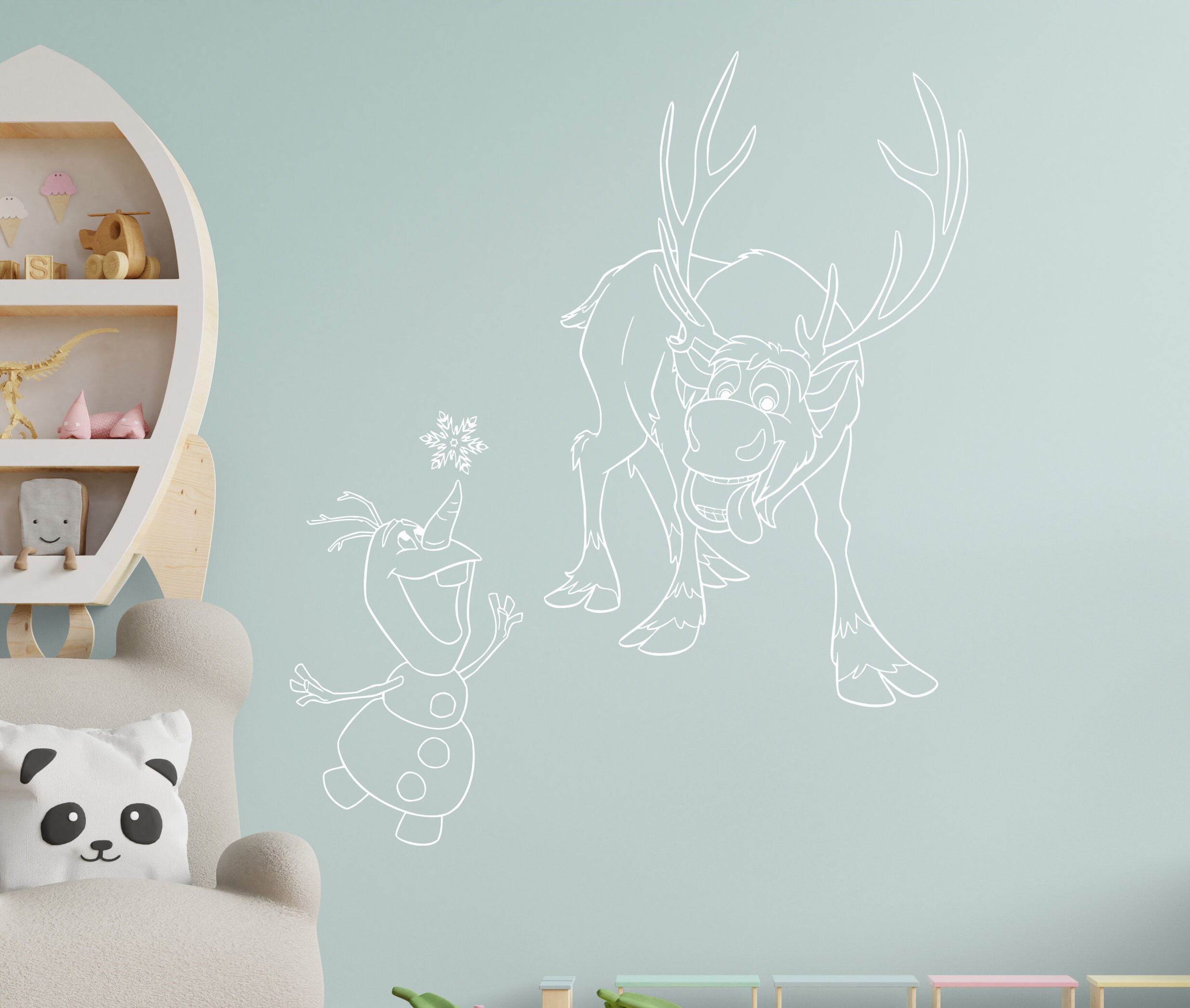 Frozen Wall Decal Ana and Elsa Wall Sticker Olaf Kids Bedroom - Etsy