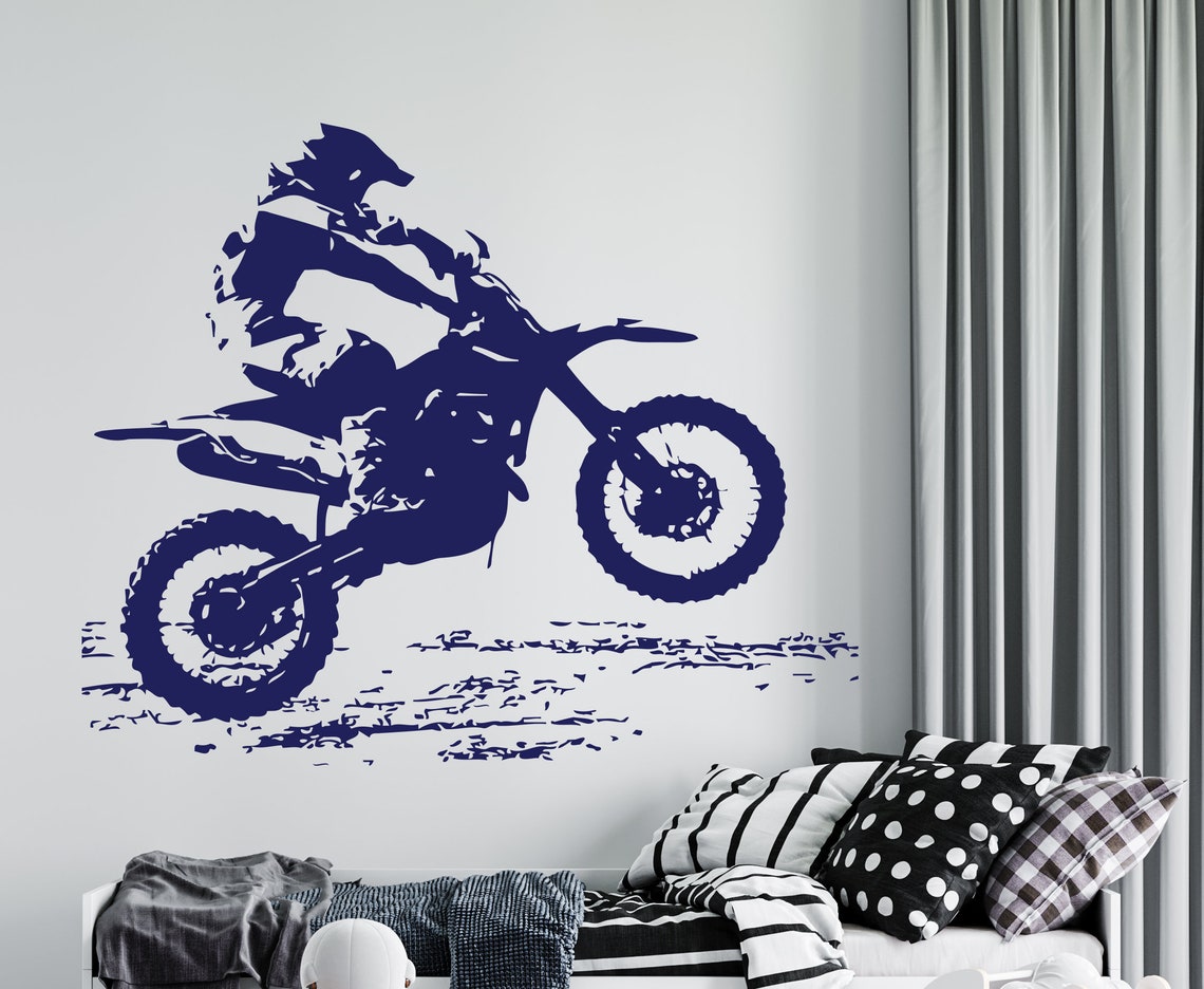 Motocross Wall Decal Motorcycle Wall Sticker Dirt Bike Wall - Etsy